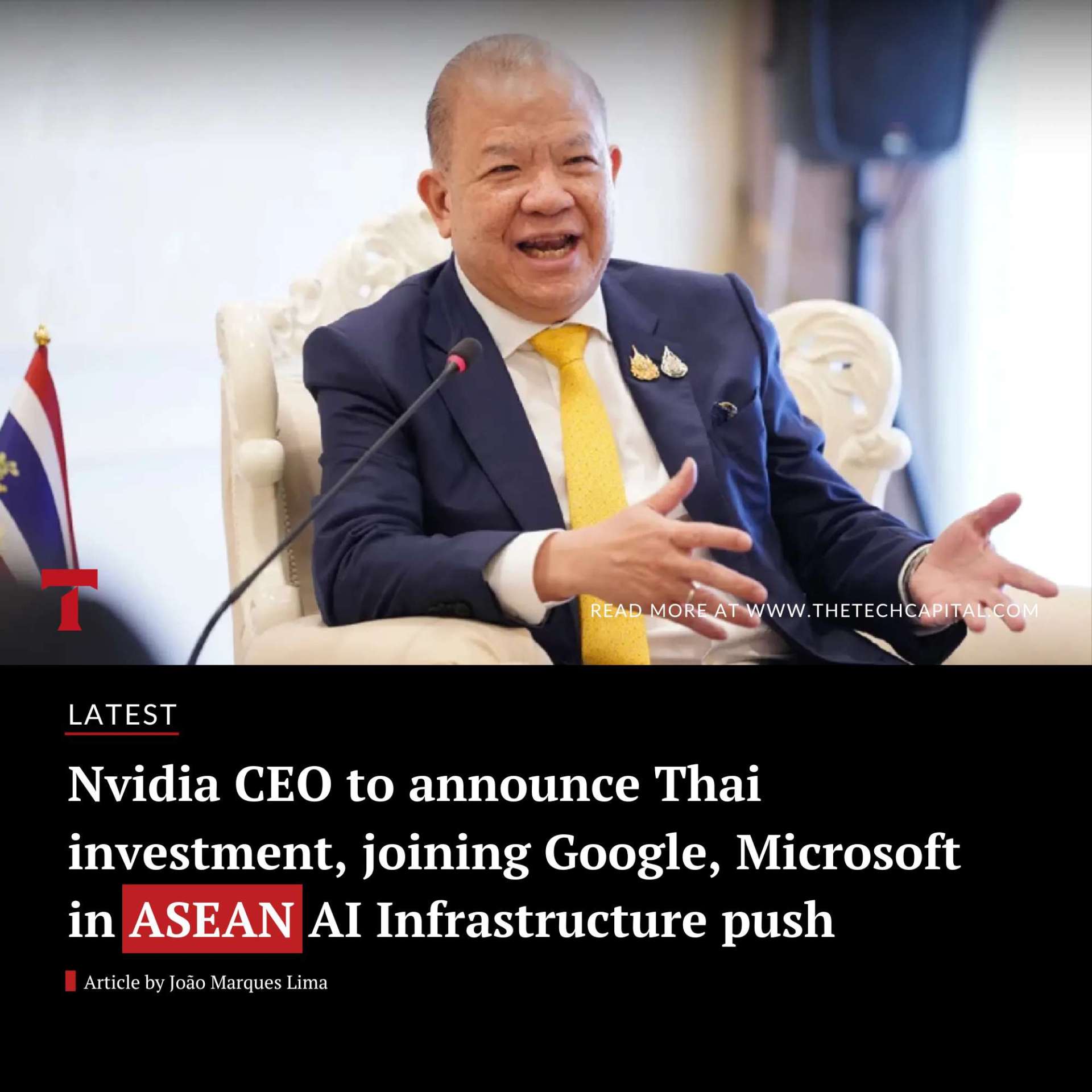 Nvidia CEO to announce Thai investment, joining Google, Microsoft in ...
