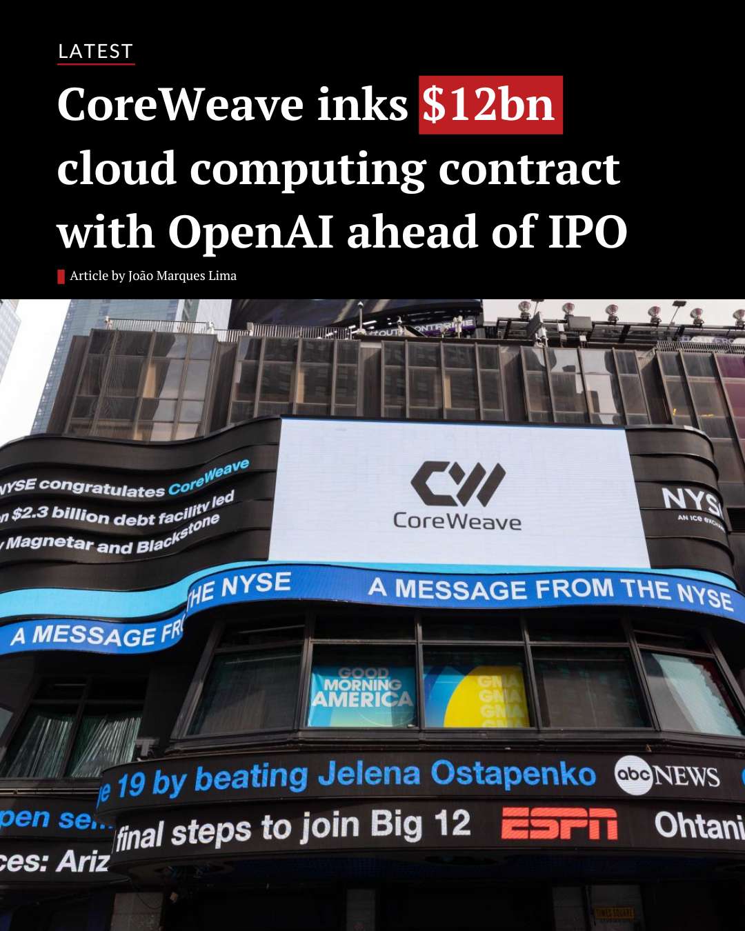 CoreWeave inks $12 billion cloud computing contract with OpenAI ahead of IPO - The Tech Capital